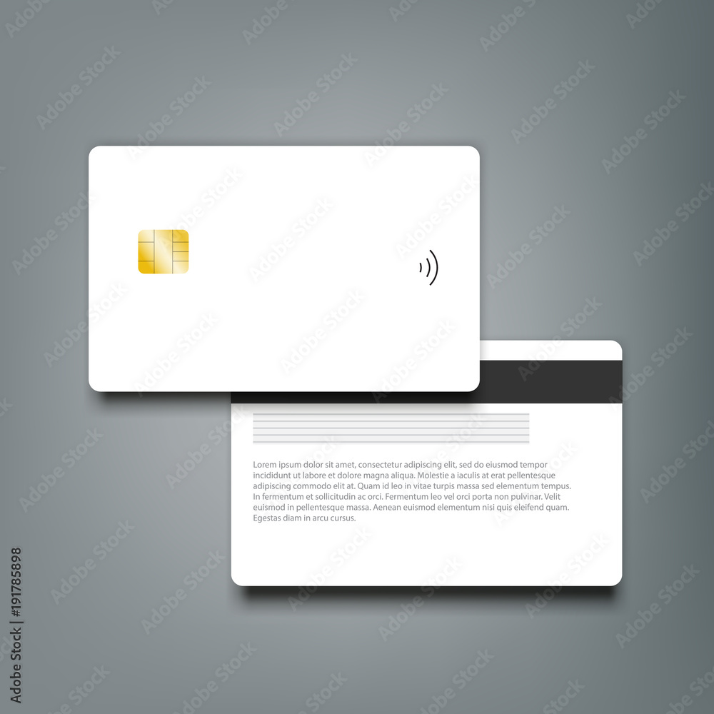 Banking chip credit card realistic mockup. Clear plastic card template ...