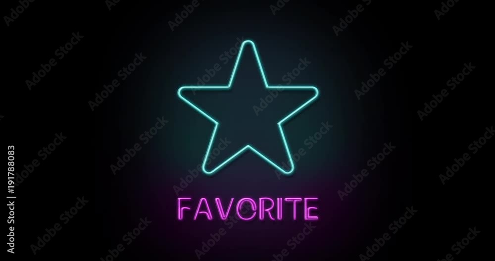Colorful neon light glowing icon star favorite. Object isolated in PNG ...