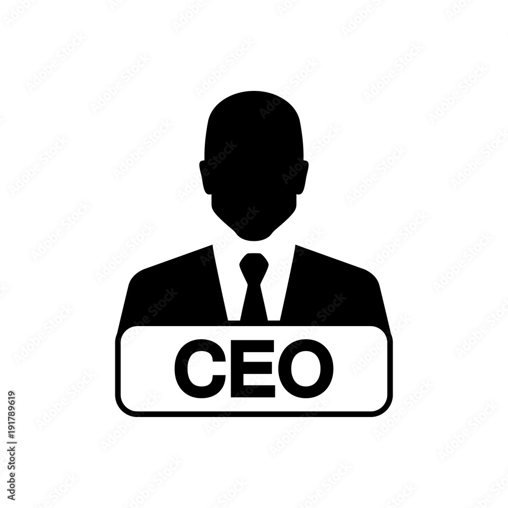 Icono plano hombre con letrero CEO negro en fondo blanco Stock Vector ...