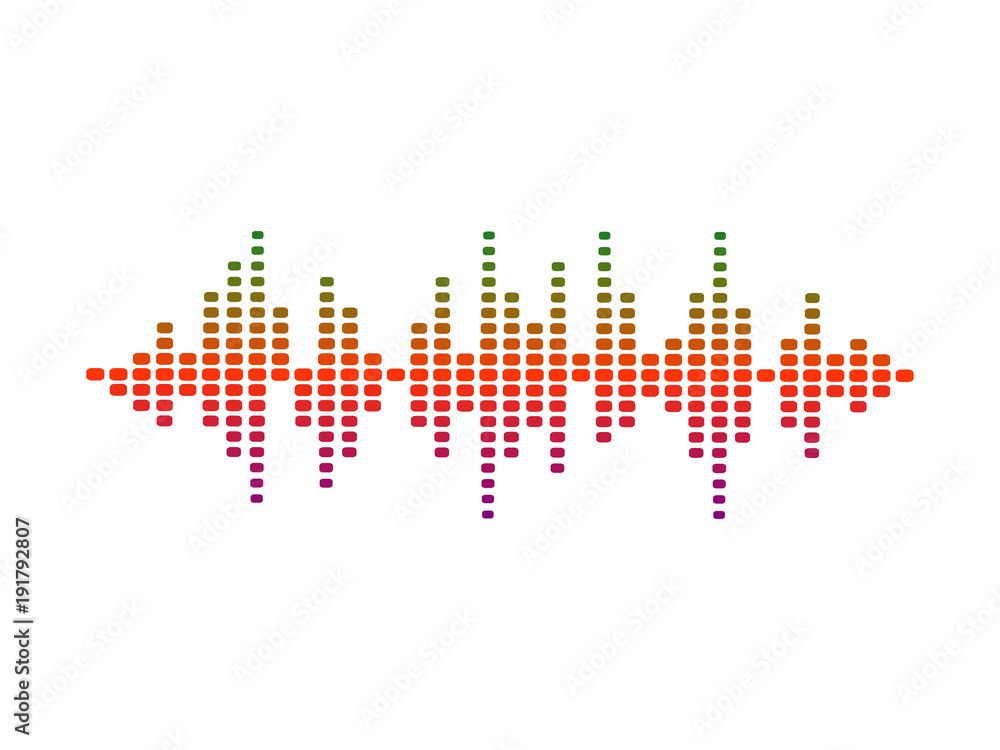 colorful vector design illustration of dynamic sound wave, radio ...