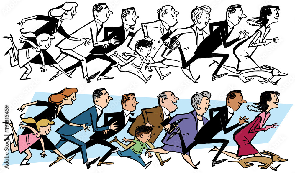 A crowd of people running towards something exciting. Stock Vector ...