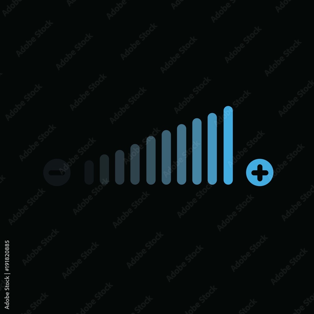 volume adjustment vector icon high medium and low negative and positive ...