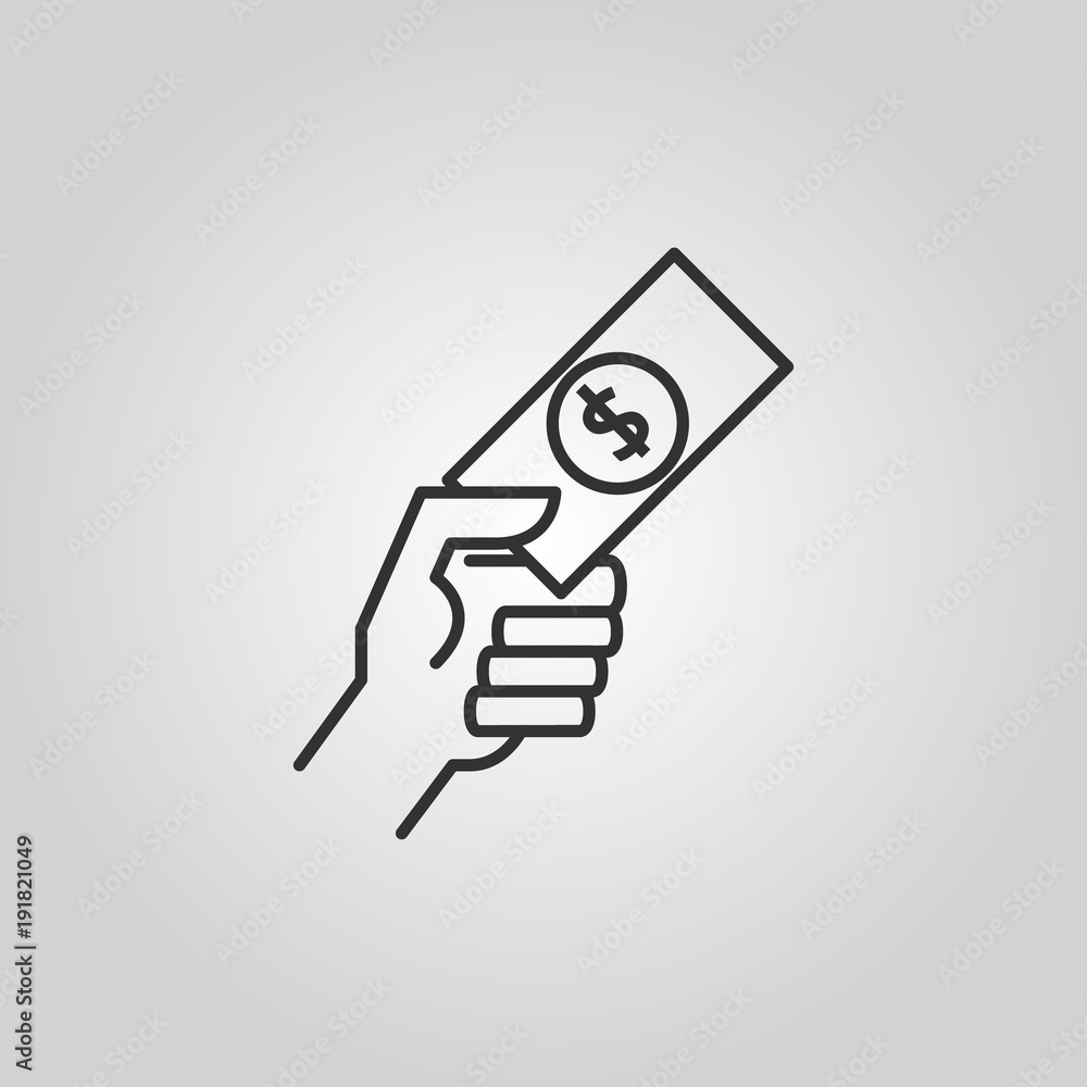Hand Icon, Pick up Money , line vector illustration Stock Vector ...