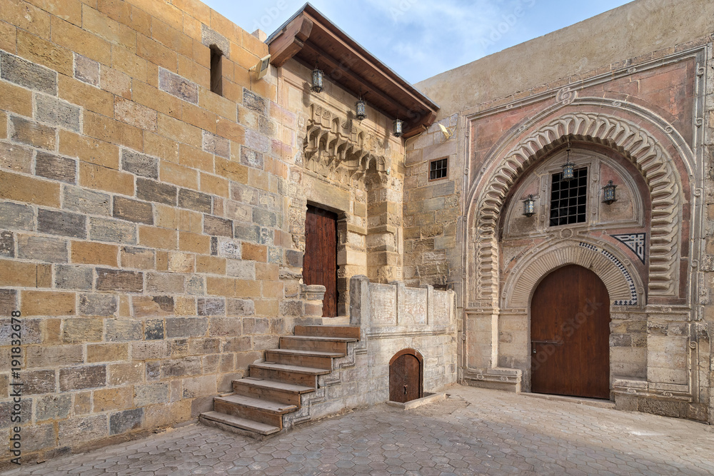 Gate of Darb Al Labana, a Bahari Mameluke era gate with small iron bars ...