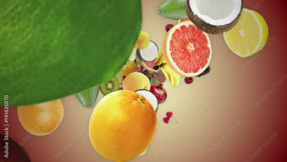 Falling FRUITS Background, Loop, with Alpha Channel, 4k Stock Video ...