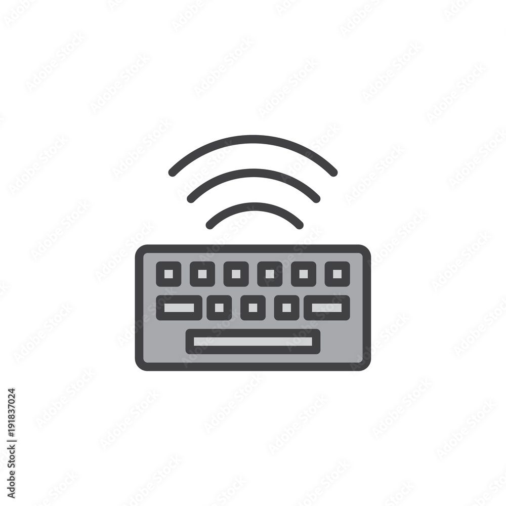 Wireless keyboard filled outline icon, line vector sign, linear ...