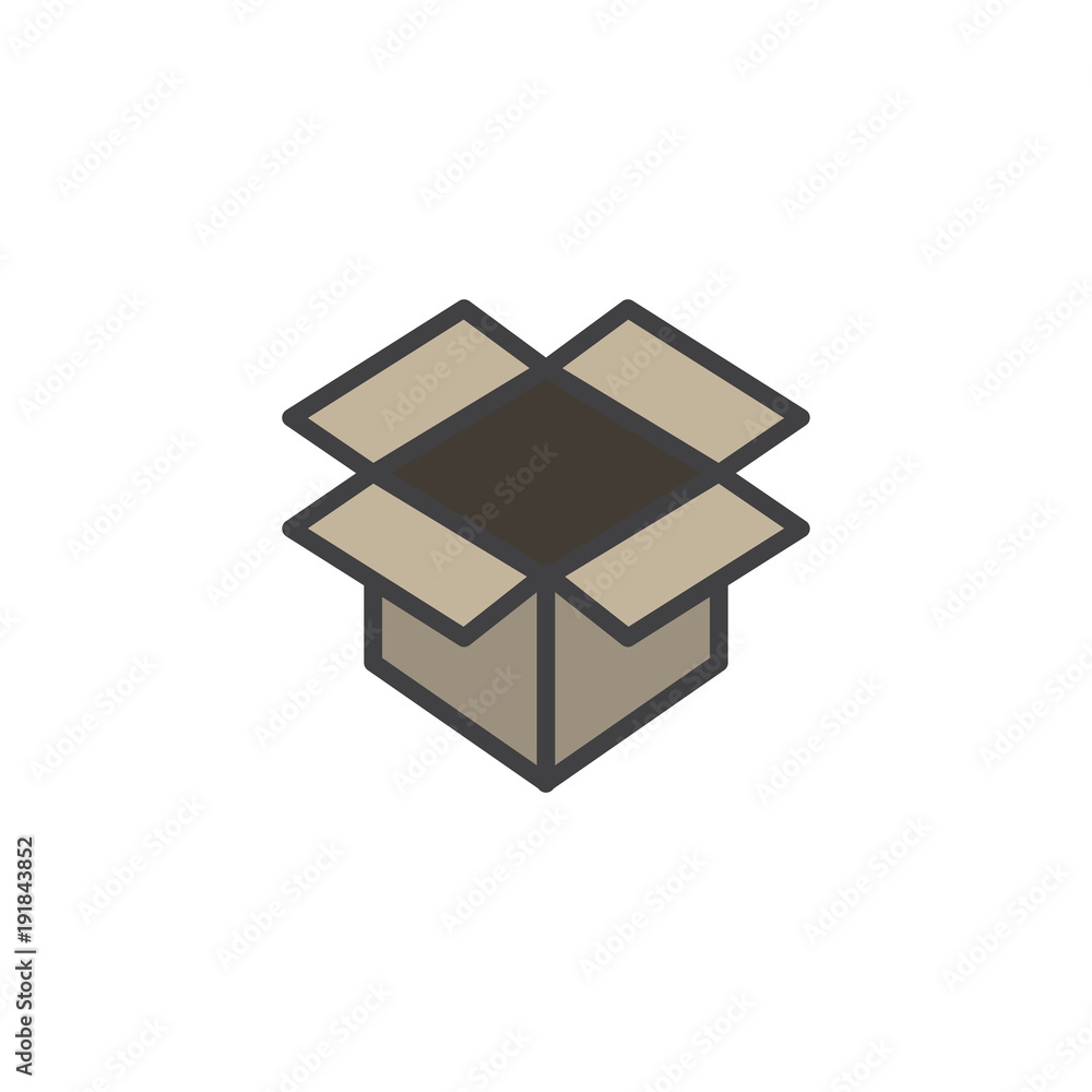 Open parcel box filled outline icon, line vector sign, linear colorful ...