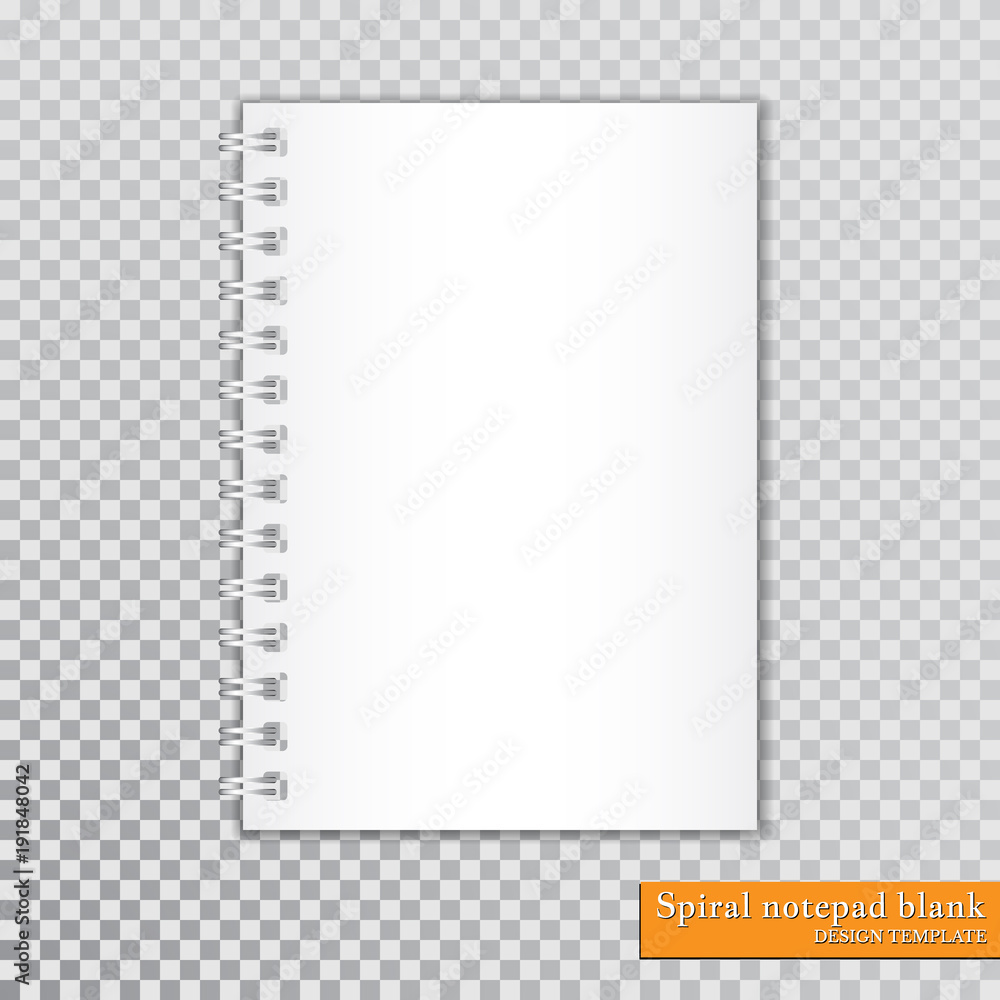 Realistic spiral notepad blank on transparent background. Vector Stock ...
