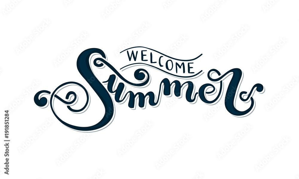 Welcome summer hand lettering Stock Vector | Adobe Stock