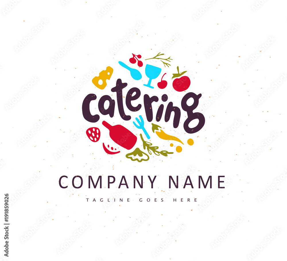 Vector catering and restaurant company logo set isolated on white ...