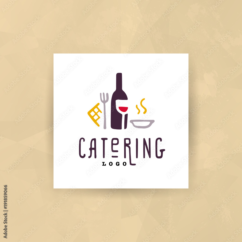 Vector catering and restaurant company logo set isolated on white ...