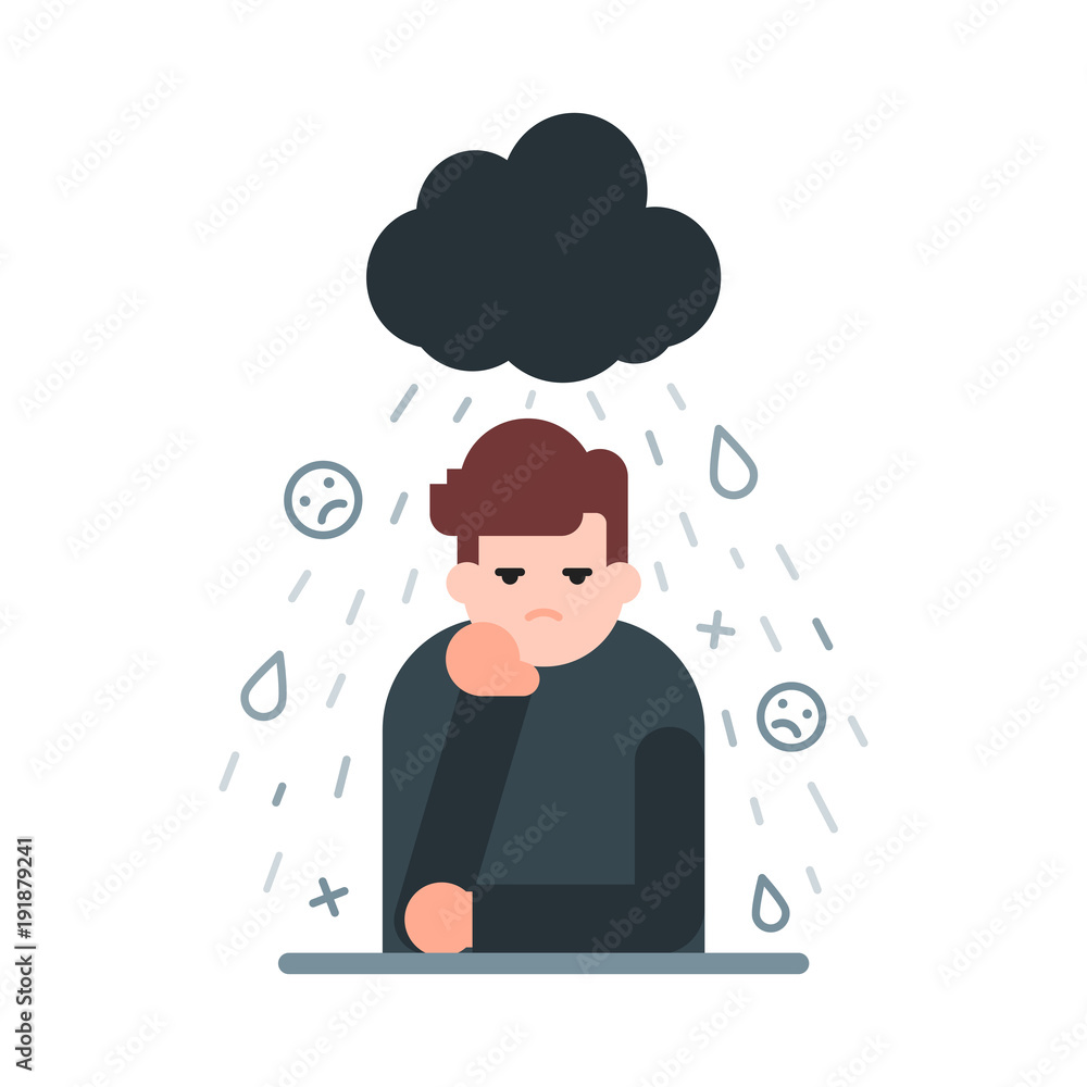 Vector illustration of a sad and depressed man, bad mood Stock Vector ...