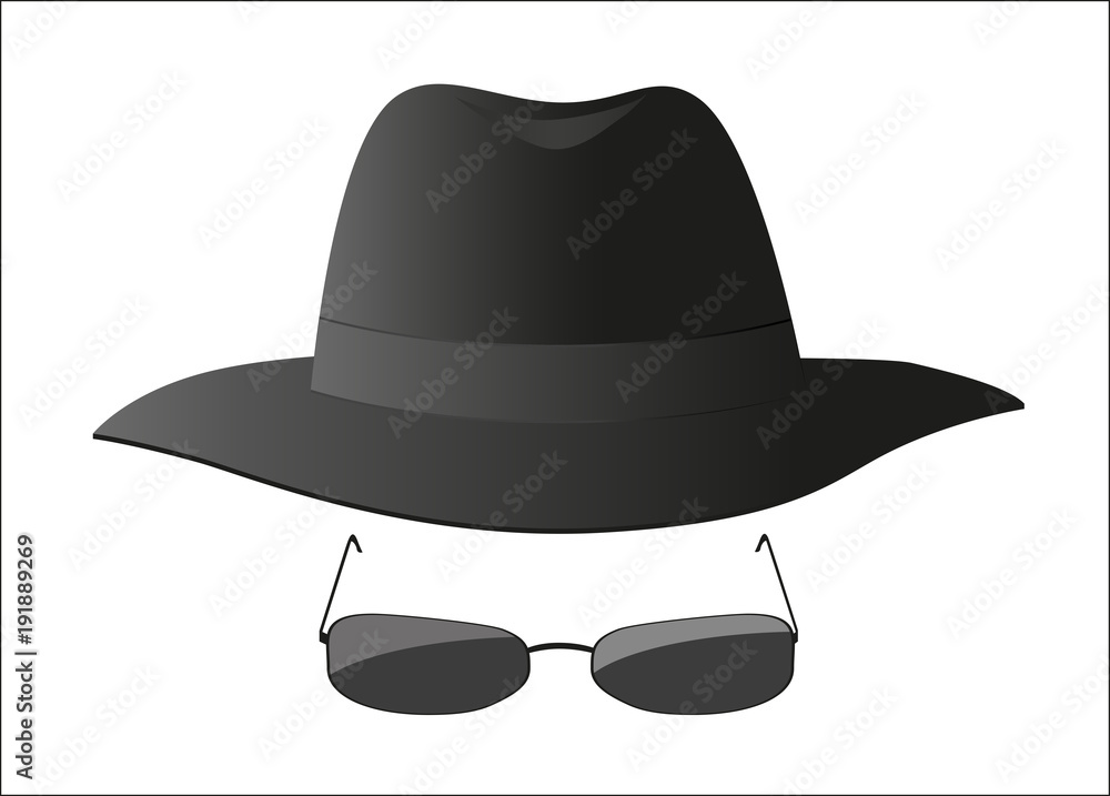 Spy hat and sunglasses on white (icon) Stock Vector | Adobe Stock