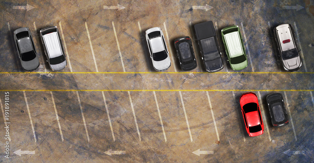 Aerial top view of parking lot Stock Photo | Adobe Stock