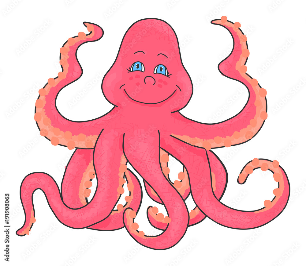 Cute Octopus Cartoon Drawing