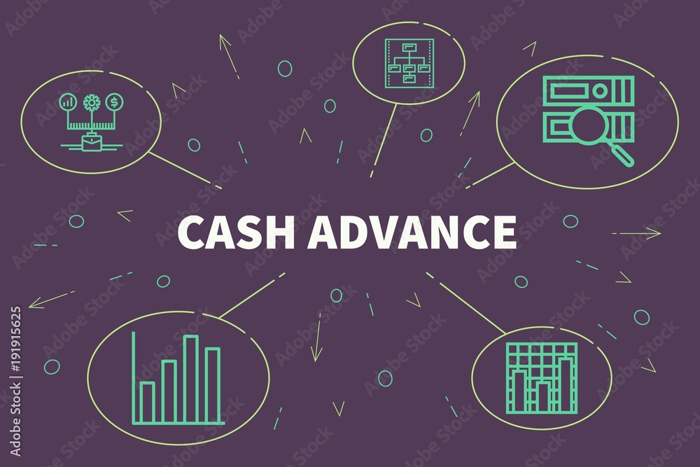Conceptual business illustration with the words cash advance Stock ...