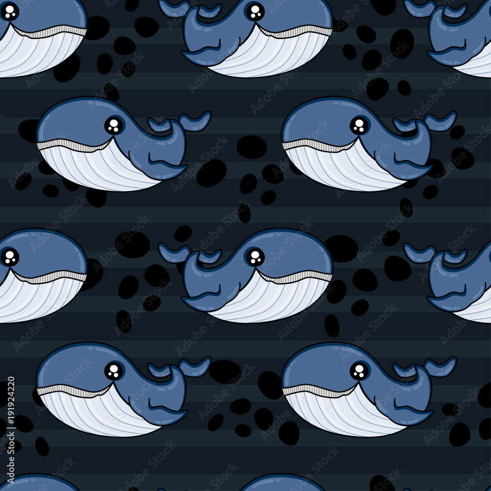 Cute kids whale pattern for girls and boys. Colorful whale on the ...