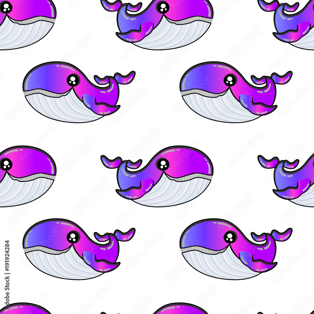 Cute kids whale pattern for girls and boys. Colorful whale on the ...