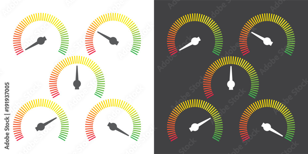 Meter signs infographic gauge element from red to green vector ...
