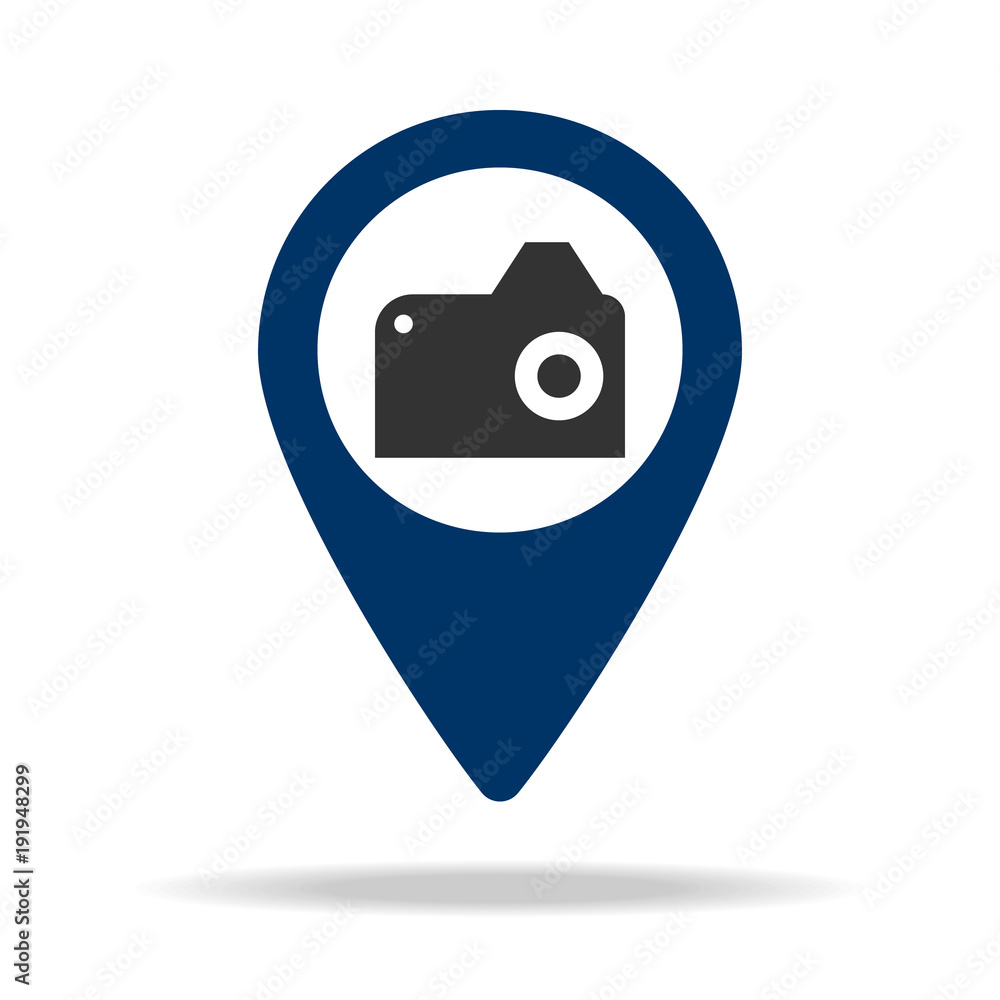camera in blue map pin icon. Element of map point for mobile concept ...