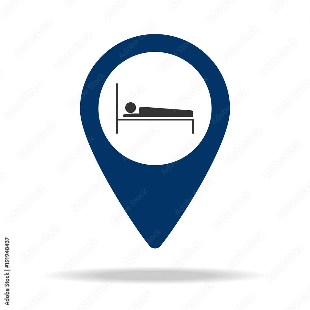 bed in blue map pin icon. Element of map point for mobile concept and ...