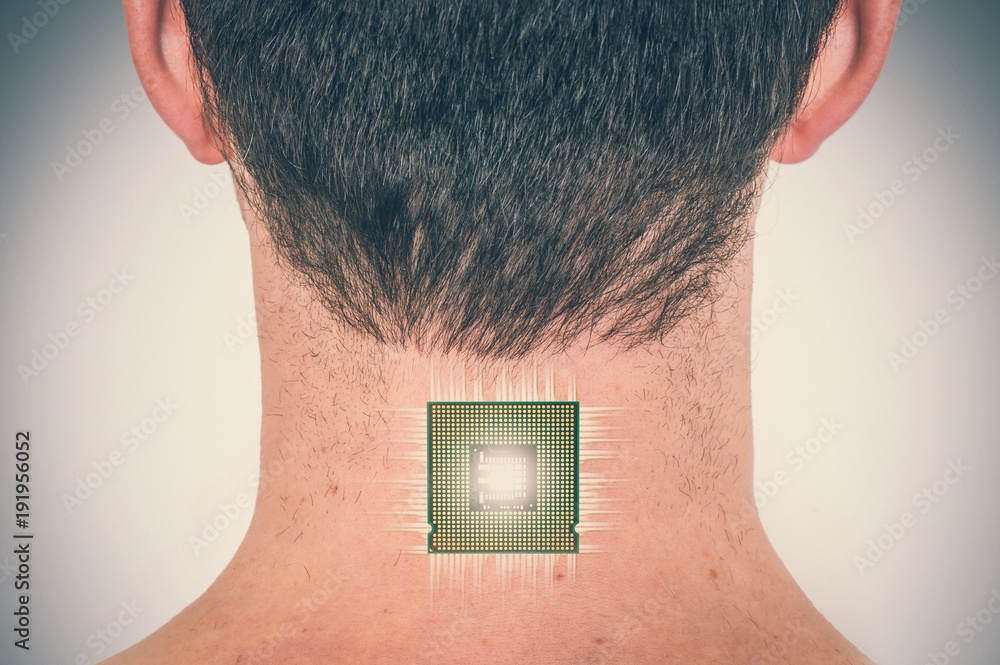 Bionic chip (processor) implant in male human body Stock Photo | Adobe ...