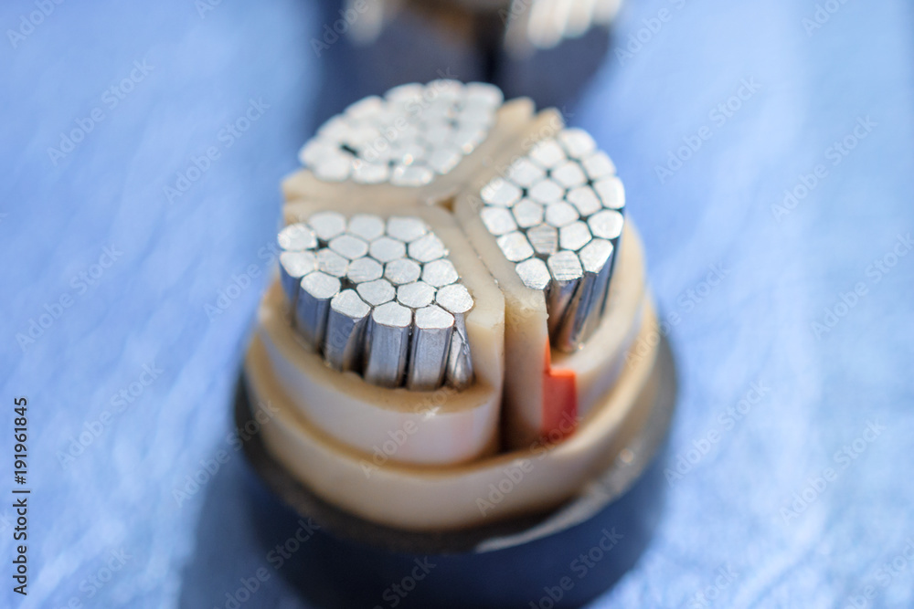 Cross section of high-voltage cable. Stock Photo | Adobe Stock
