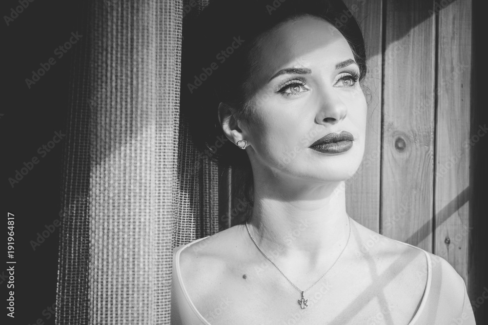 Beautiful stylish lady in vintage look, retro or vintage style in ...