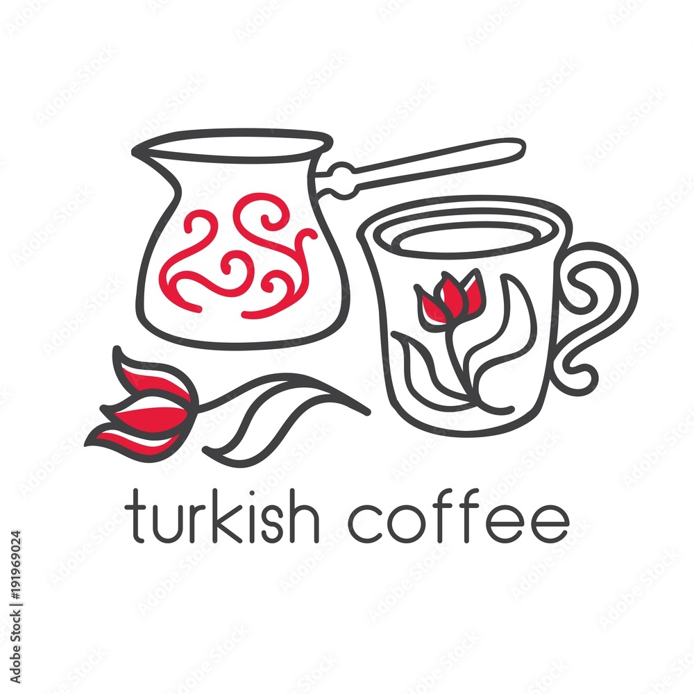 Simple modern vector illustration of turkish symbols: traditional ...