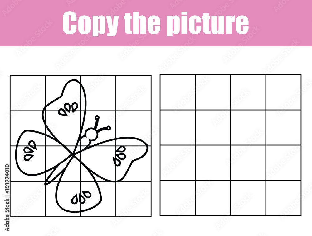 Grid copy worksheet. educational children game. Printable Kids activity ...