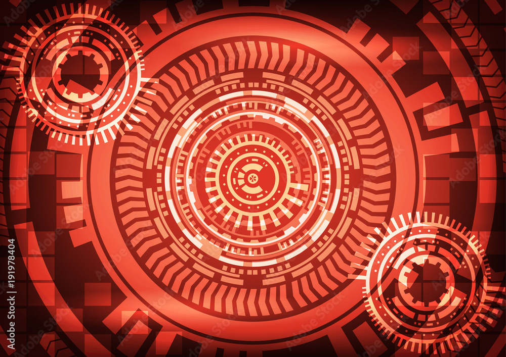 Cyber crime abtract technology red background with gear. Vector ...
