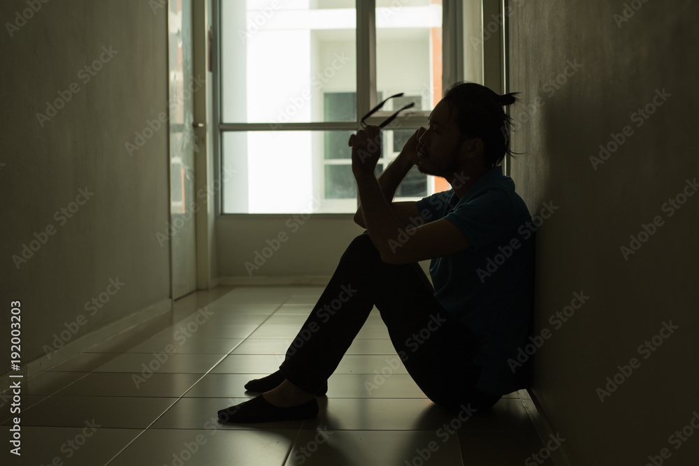 Portrait of man with sad mood. People with sadness concept, Stock Photo ...