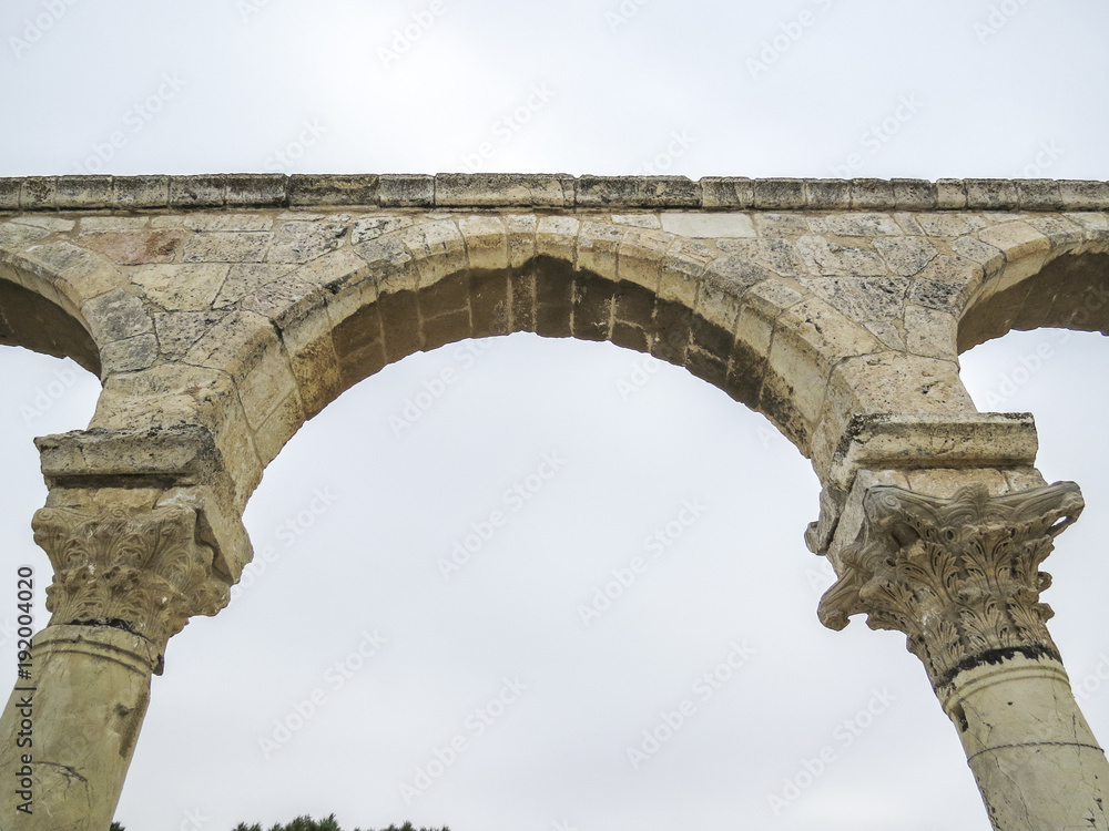 Jerusalem, Israel - detail of the Columns on the Temple Mount in ...