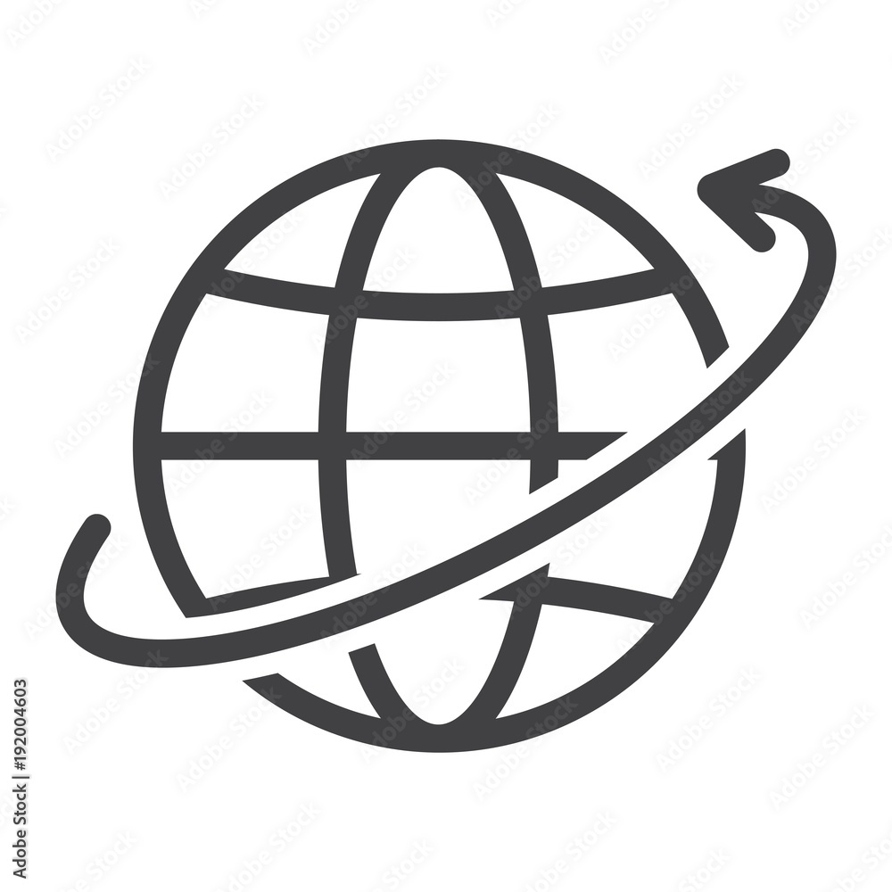 Worldwide shipping line icon, logistic and delivery, around world sign ...