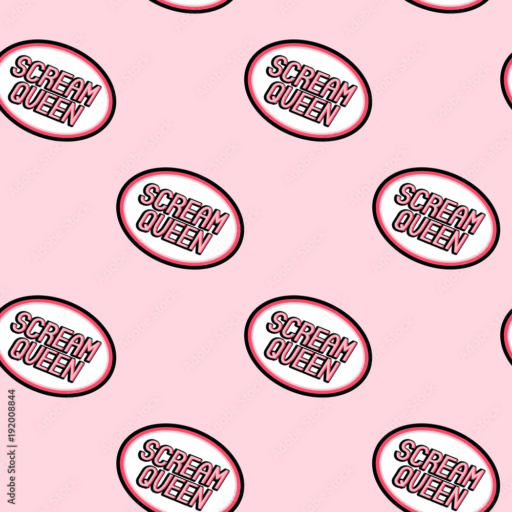 Seamless pattern with patches, stickers, badges, pins with words ...