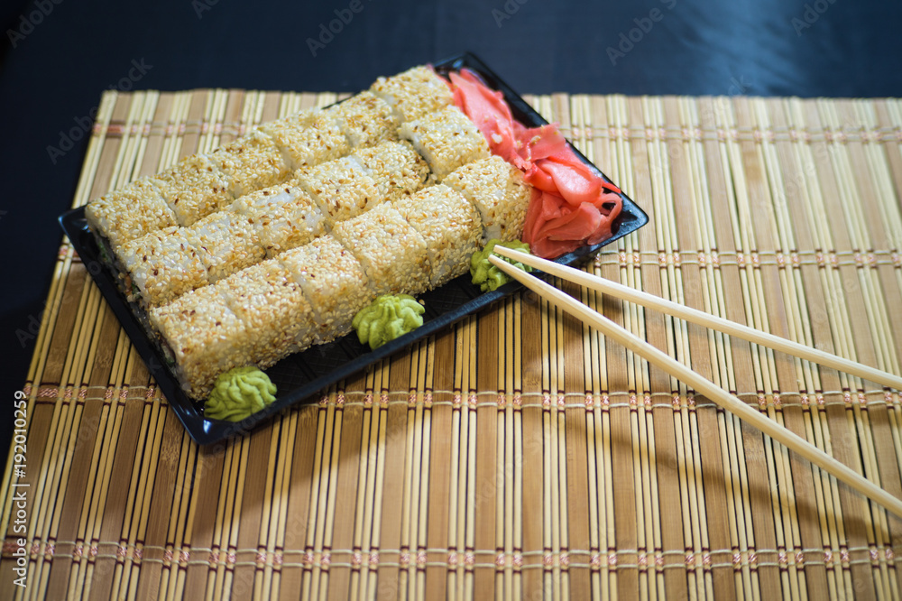 Japanese food. A traditional dish. Seth sushi. Rolls. Home delivery ...
