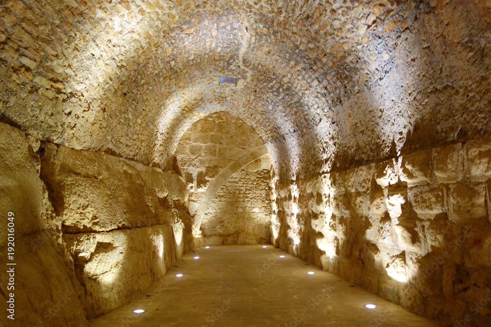 Interior of medieval Ajloun Castle, Muslim castle built by the Ayyubids ...