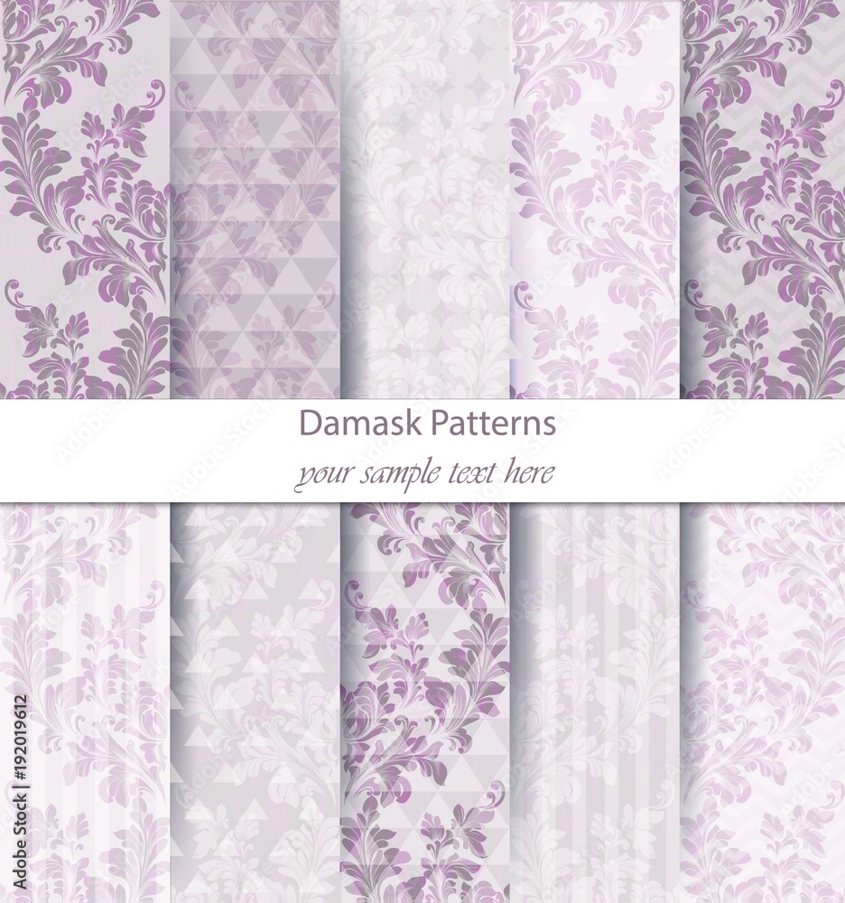 Classic ornament pattern trendy texture set collection Vector. Royal ...