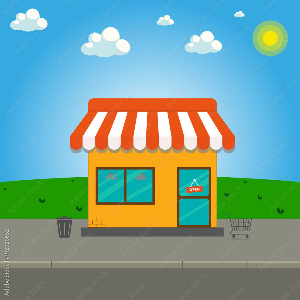 Storefront vector illustration in flat style. Online shop. Store ...