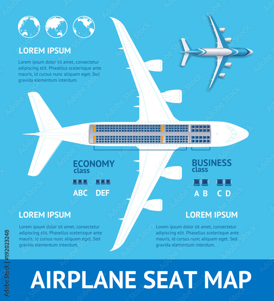 Airplane Plan Seat Map Card. Vector Stock Vector | Adobe Stock