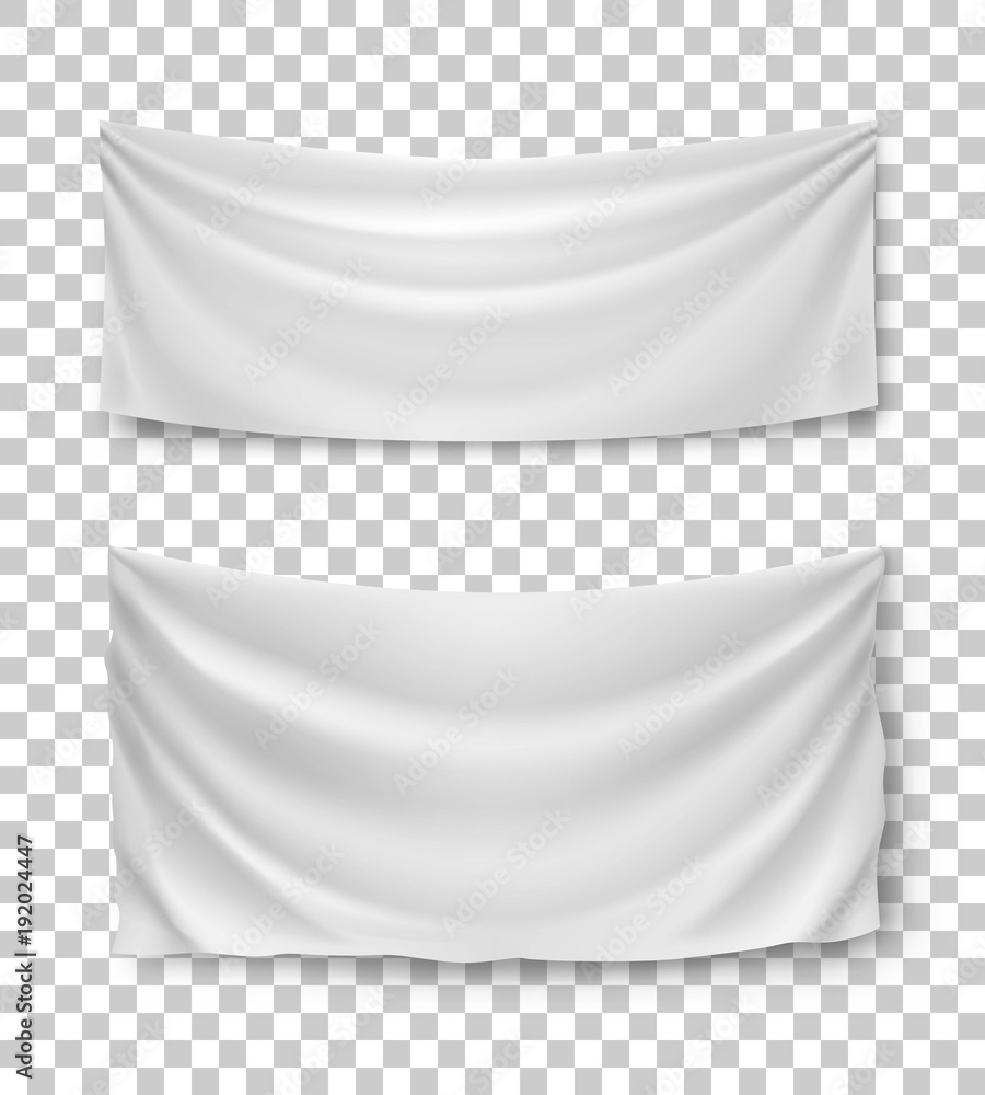 White banner flags, mockup. Wide horizontal tempalte canvases for ...