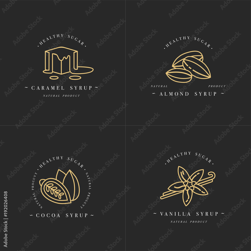 Vector set design golden templates logo and emblems - syrups and ...