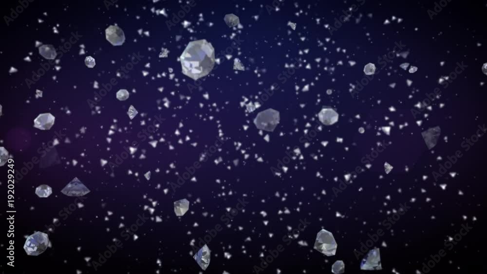 Falling shine Diamonds on blue background. 4k Seamless Looping ...