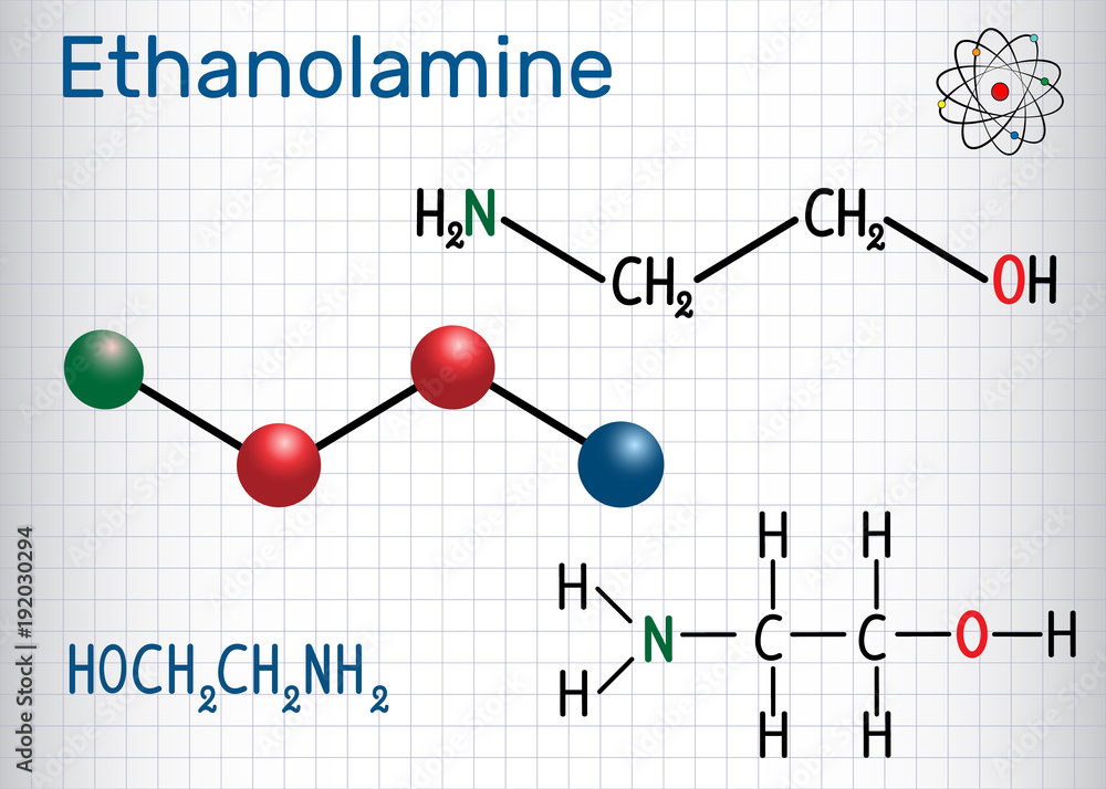 Ethanolamine (ETA or MEA) molecule . It is a primary amine and a ...