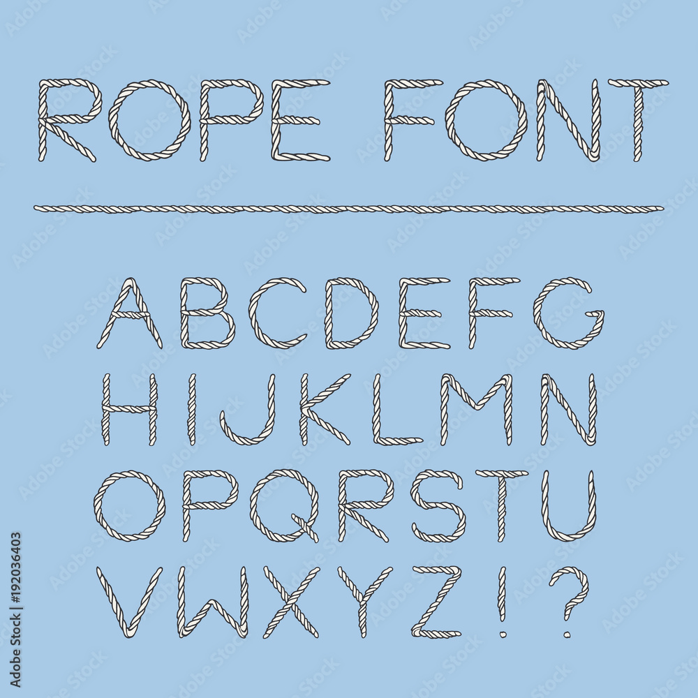 Nautical Rope Font Stock Vector | Adobe Stock