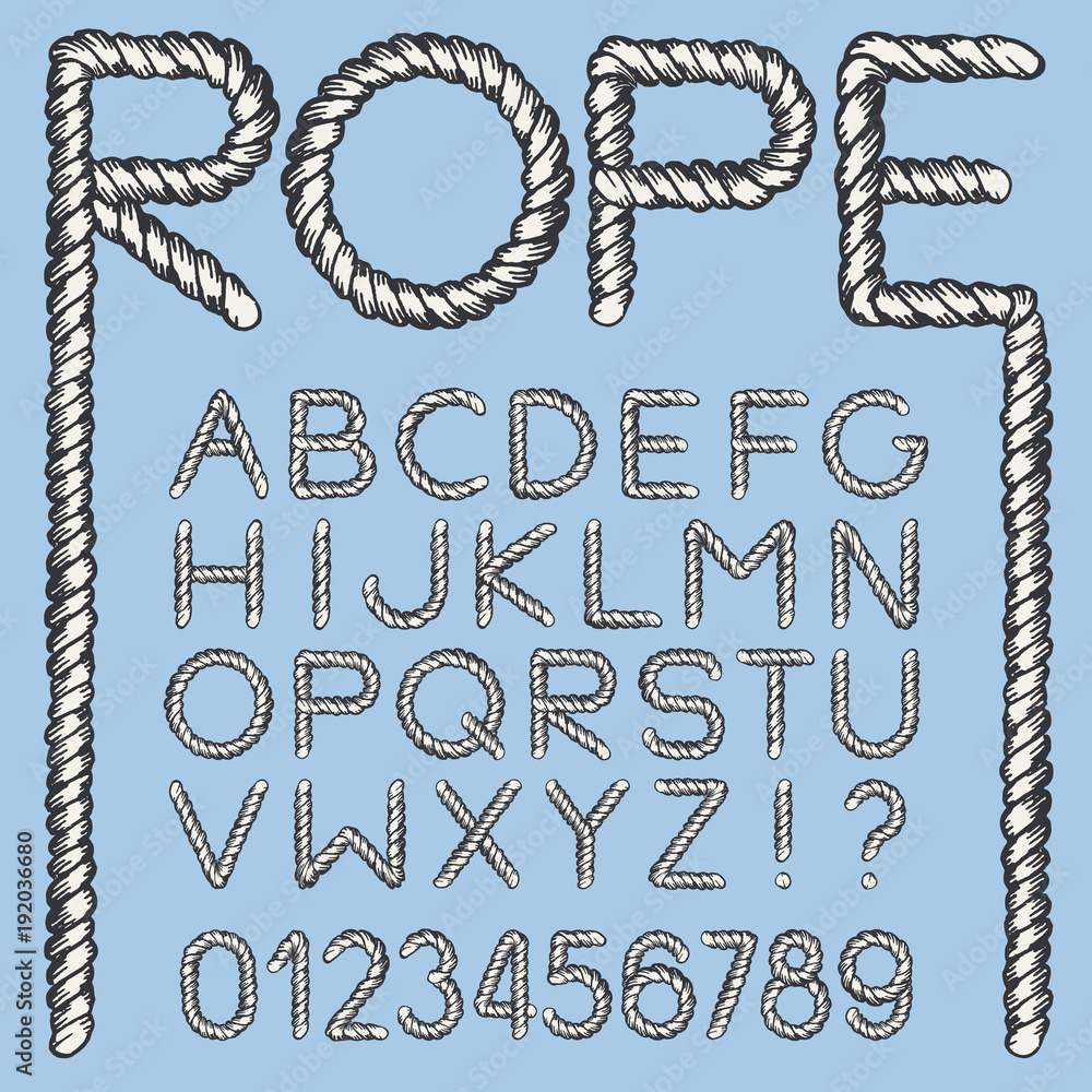 Nautical Rope Font Stock Vector | Adobe Stock