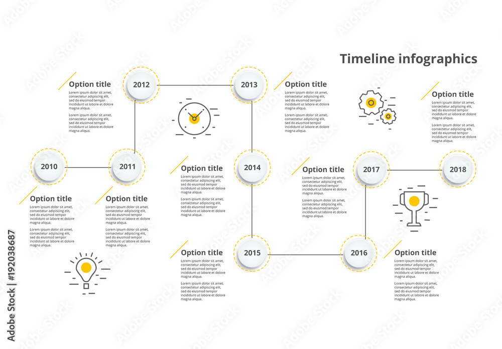 Colorful Zigzag Timeline Infographic Layout Stock Template | Adobe Stock