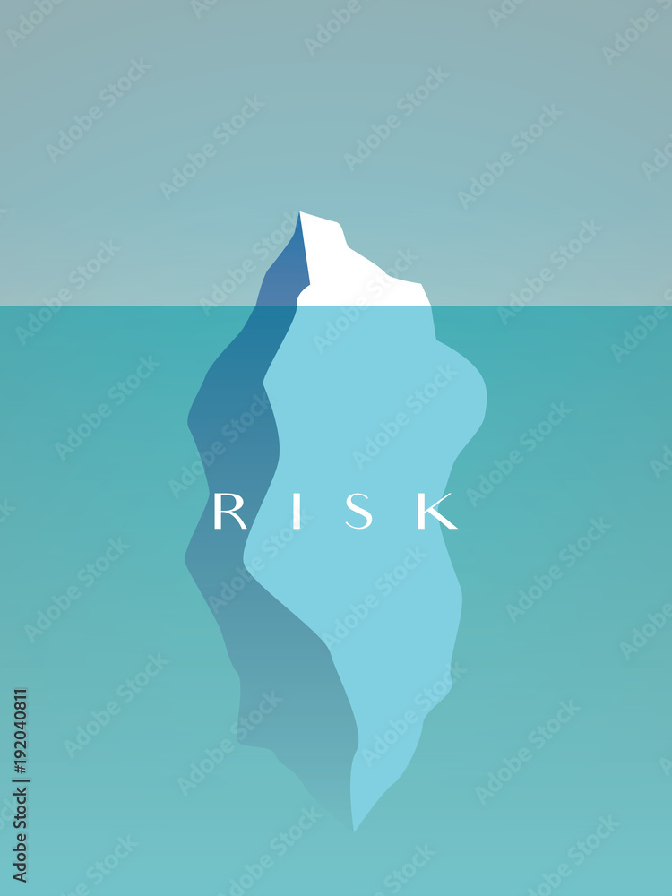 Business risk vector concept with large iceberg hidden under water ...