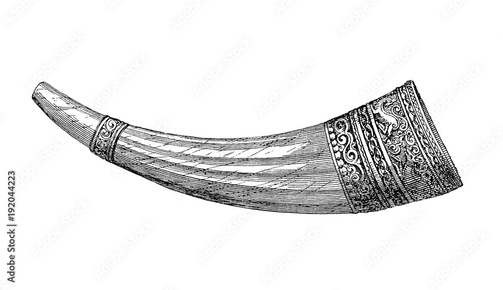 Olifant,medieval ivory hunting horn made of elephant tusk, owned by ...