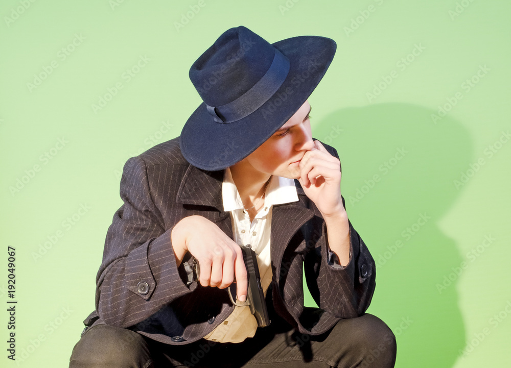 Elegant beautiful Latin American mobster mafia spy killer with a ...